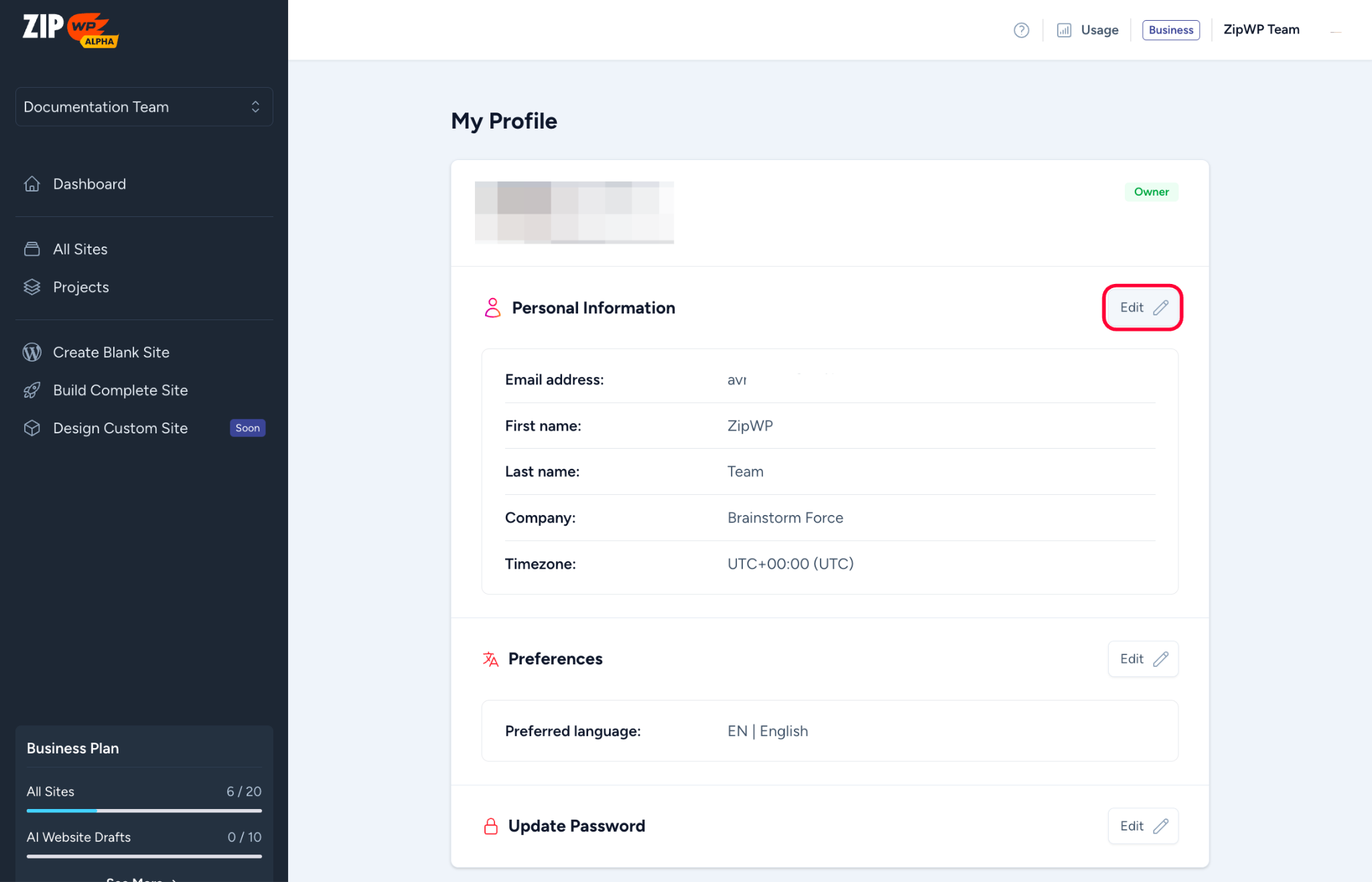 How To Update Profile Details? » ZipWP
