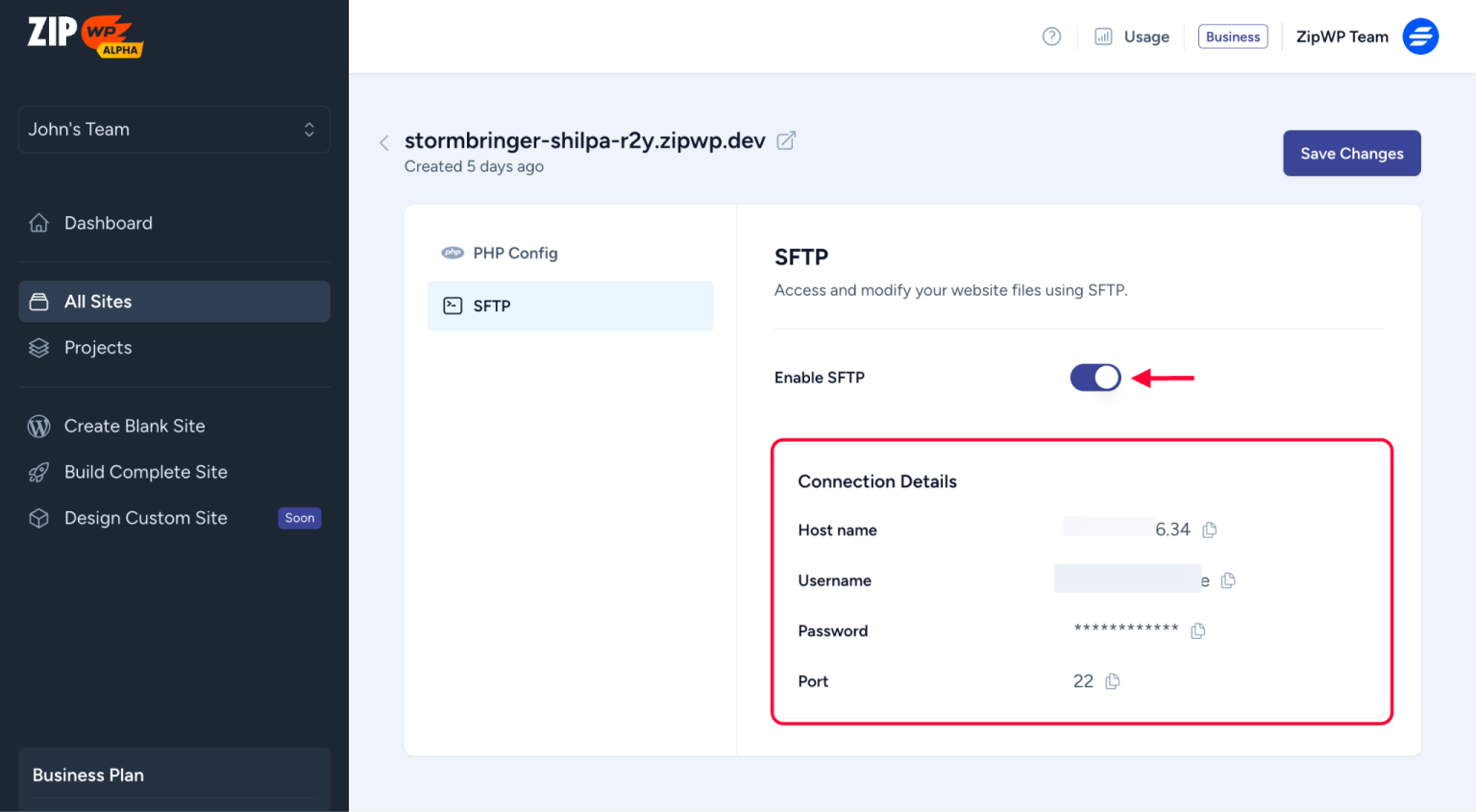 How To Enable & Access SFTP Credentials For A Website? » ZipWP