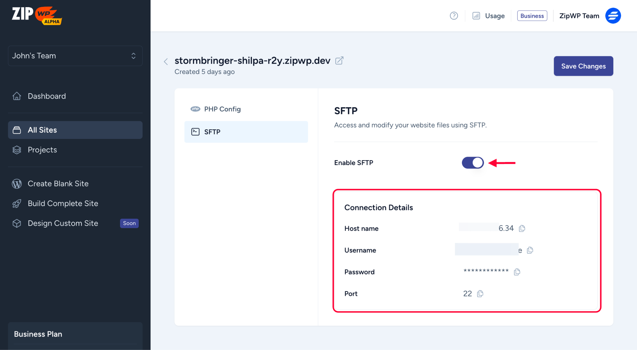 How To Enable & Access SFTP Credentials For A Website? » ZipWP
