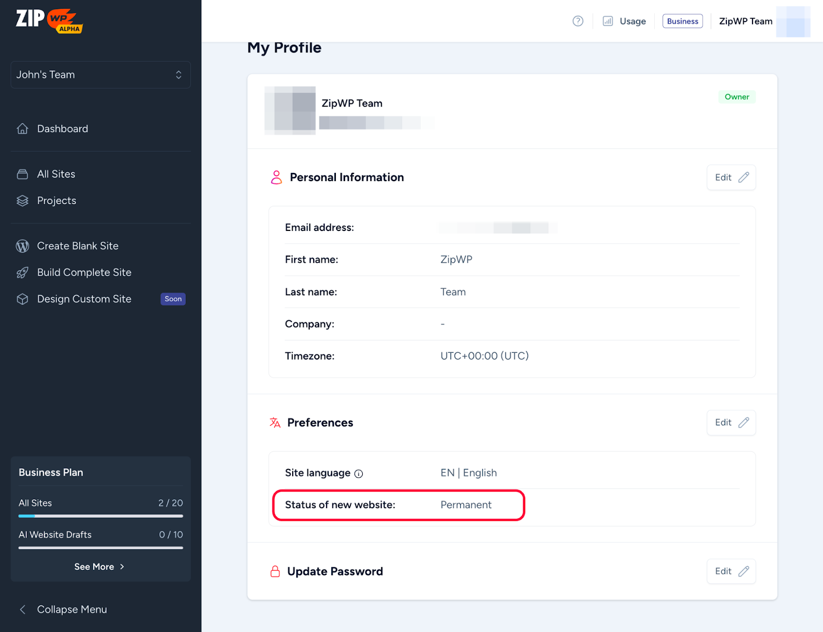 Changelog » ZipWP