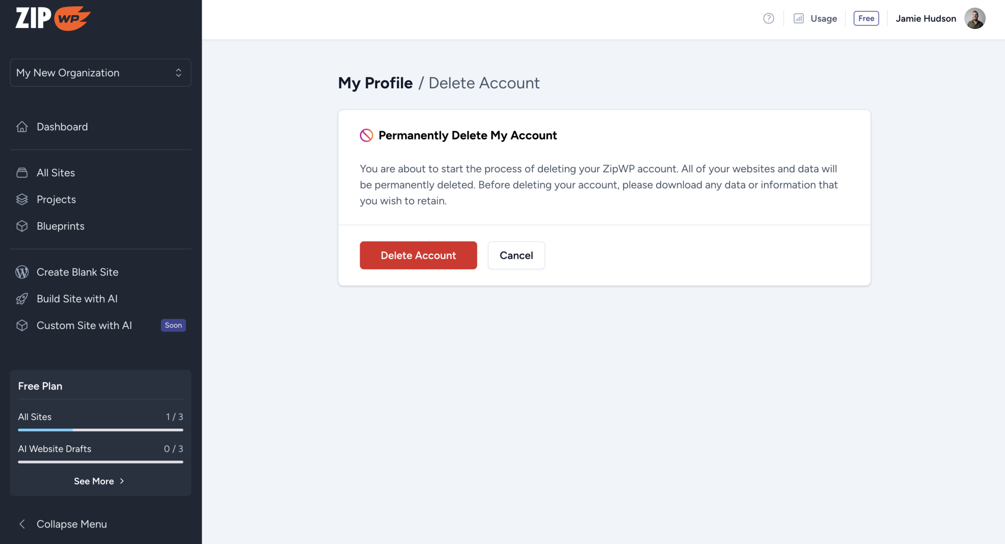How to Delete Your ZipWP Account? » ZipWP